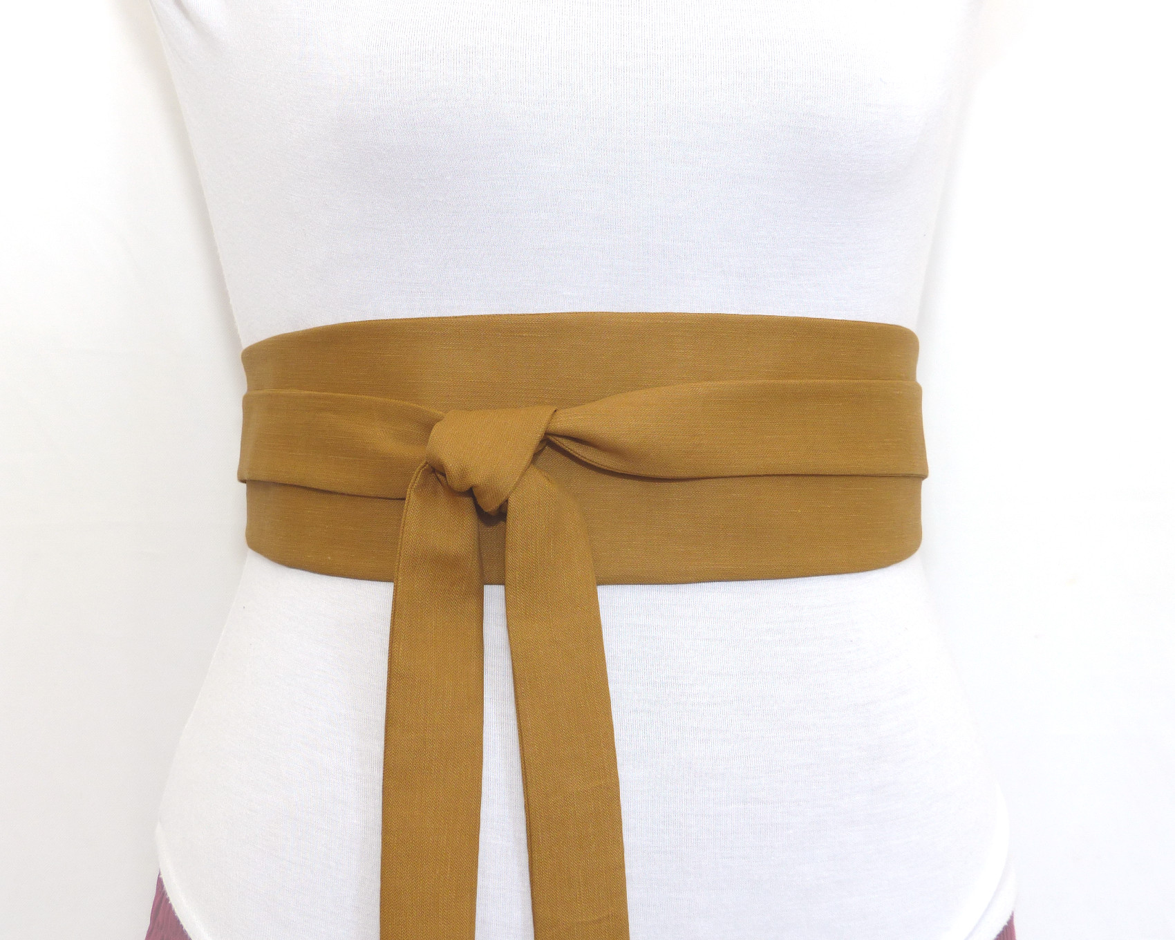 Mustard Yellow LINEN Obi Belt - Polina Couture