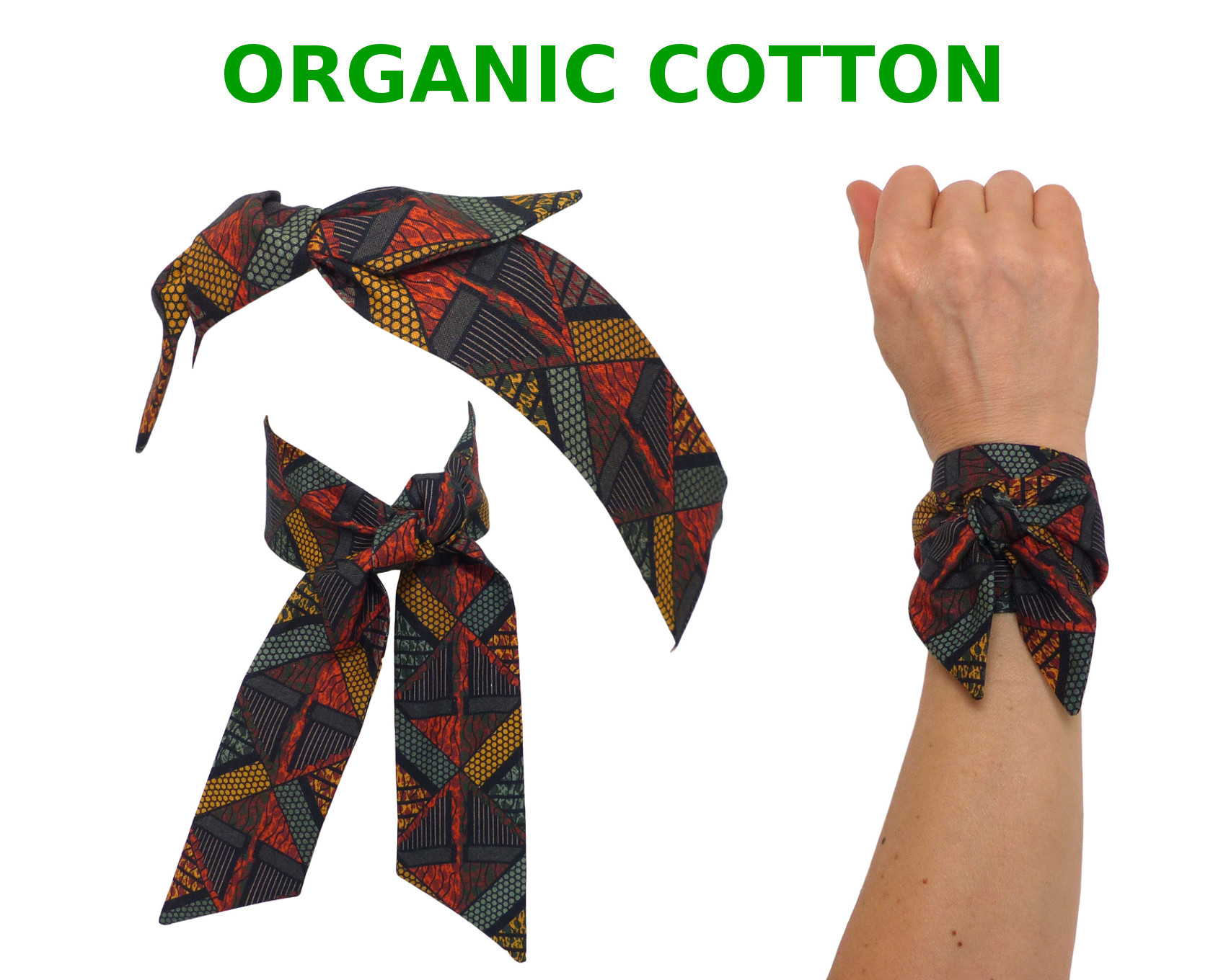Multi-use Band Scarf, Organic Cotton, African Pattern & Earthy Colors ...