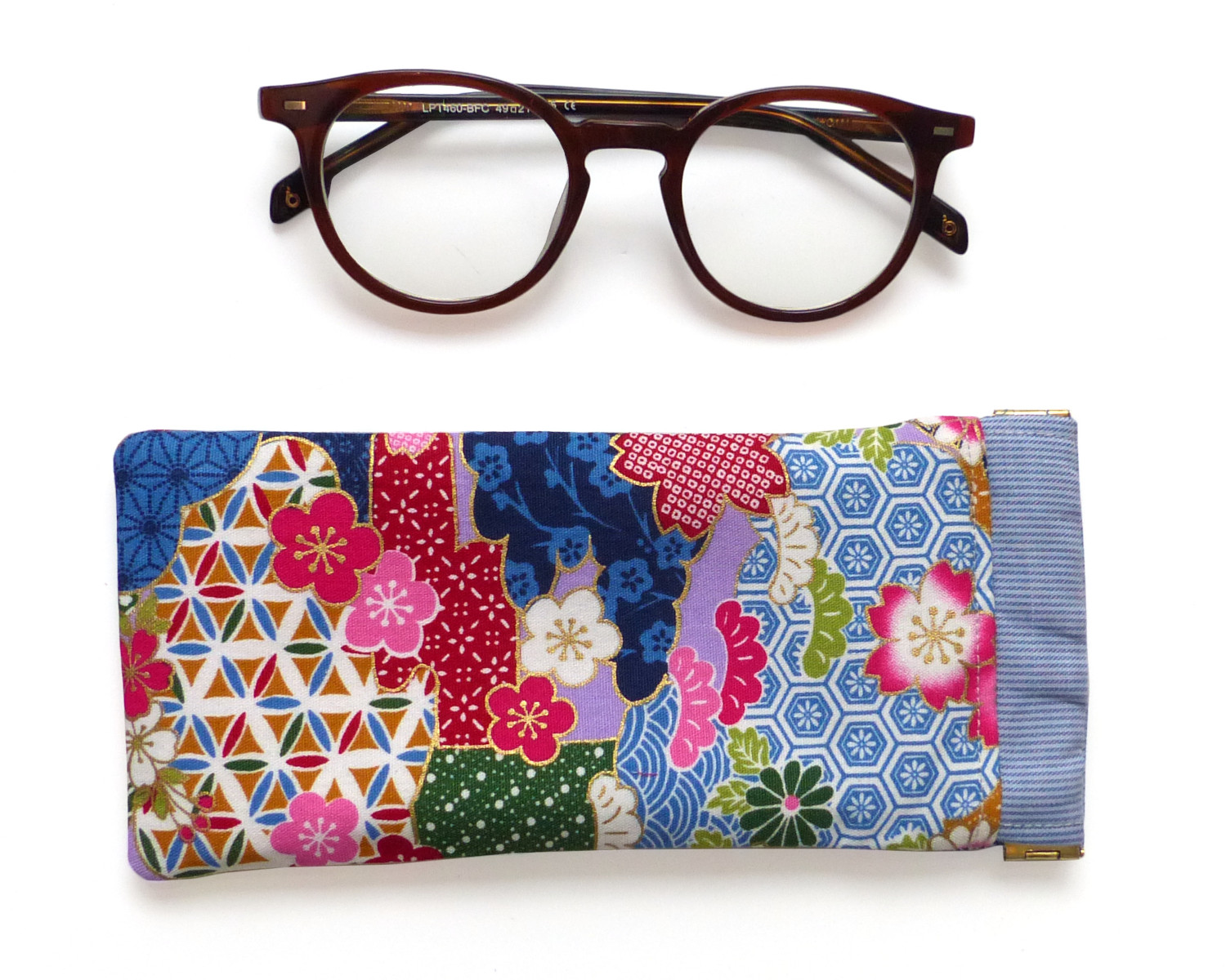 Soft Glasses Case, Patchwork of floral & geometric motifs
